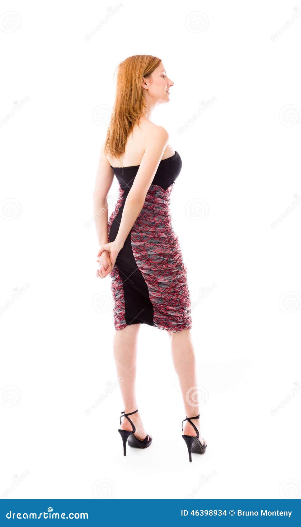 Model Isolated on Plain Background Back Looking Stock Photo - Image of ...