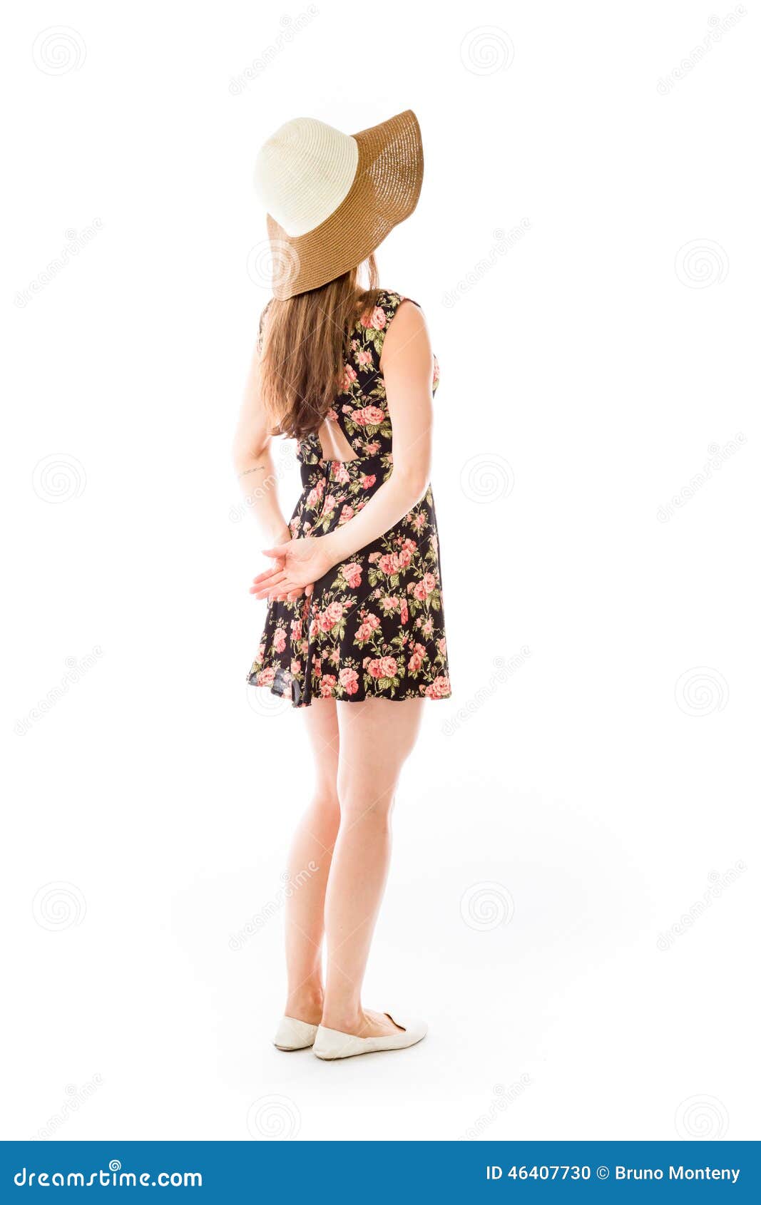 Model Isolated on Plain Background Back Looking Stock Photo - Image of ...