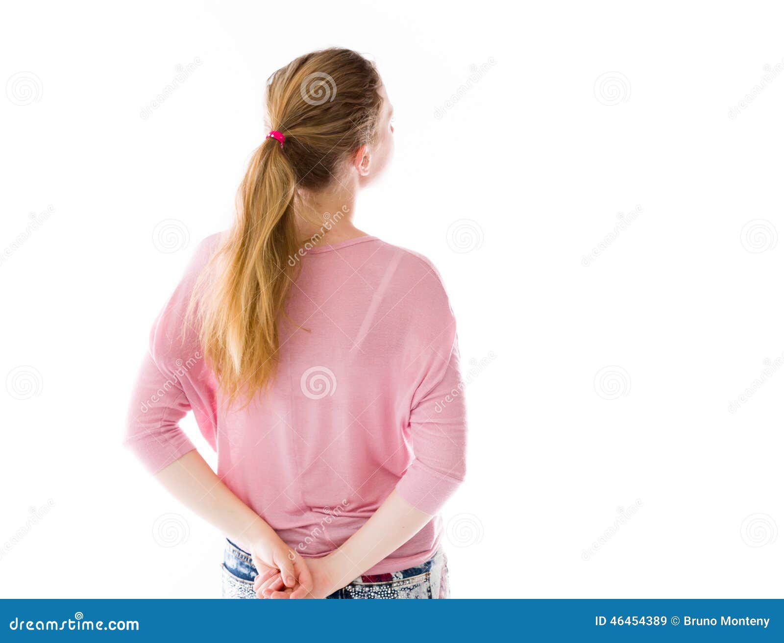 Model Isolated on Plain Background Back Looking Stock Image - Image of ...