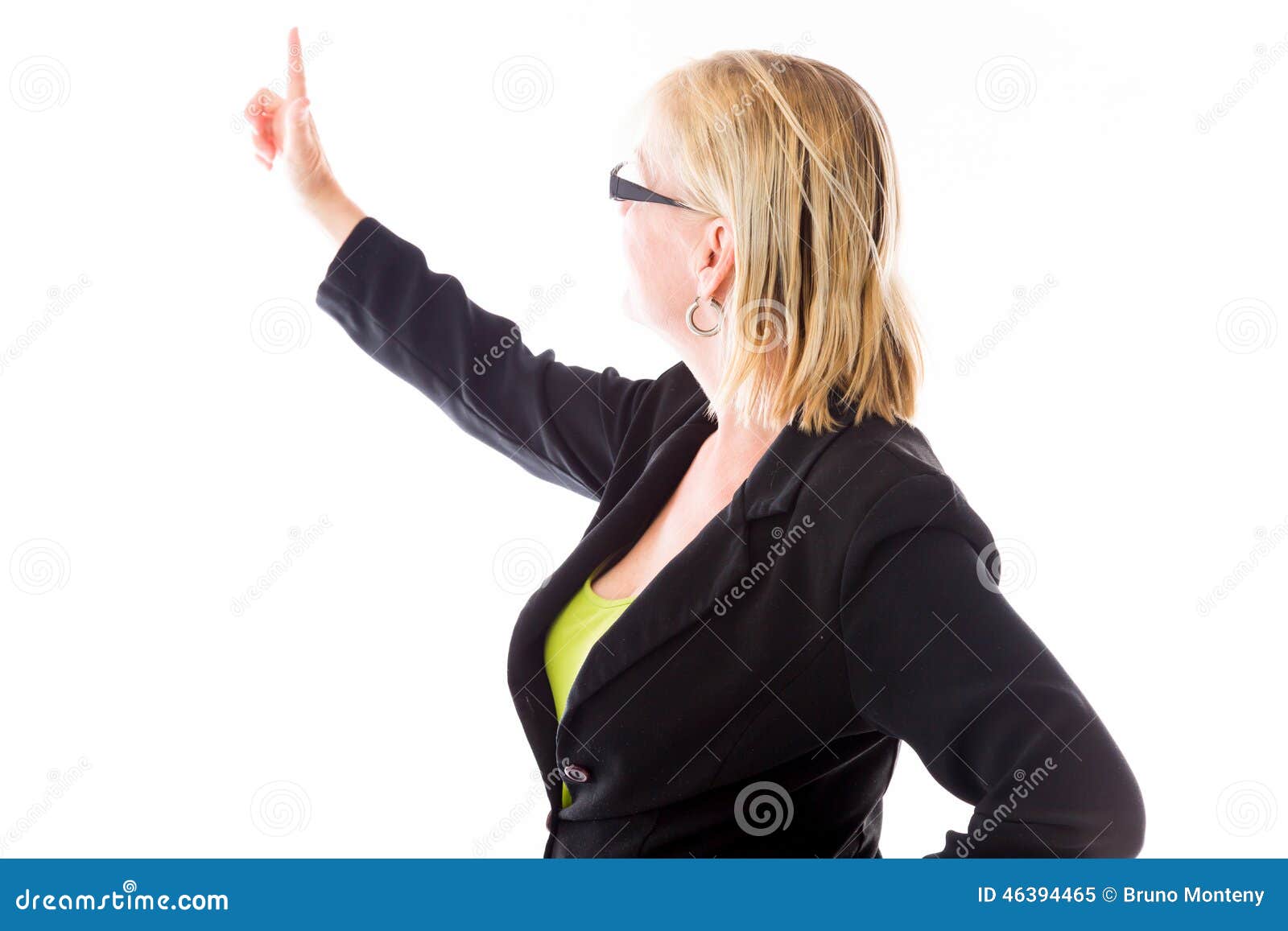Model Isolated on Plain Background Back Pointing Stock Image - Image of ...