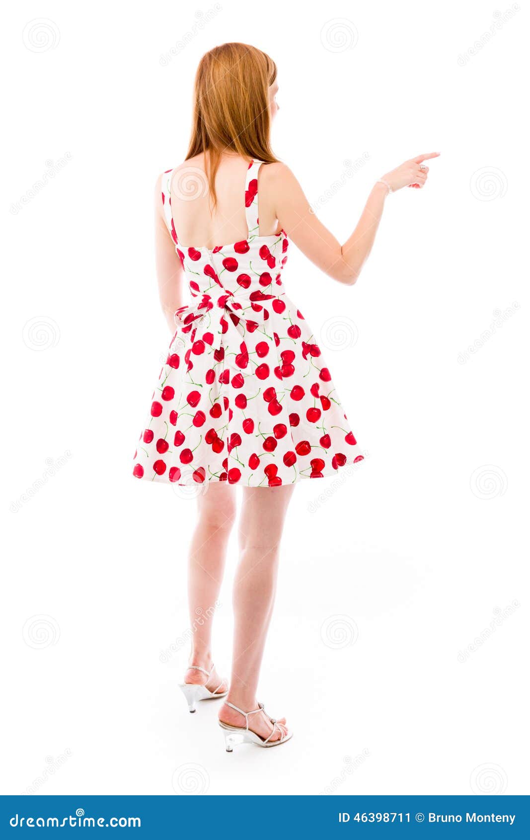 Model Isolated on Plain Background Back Pointing Stock Image - Image of ...
