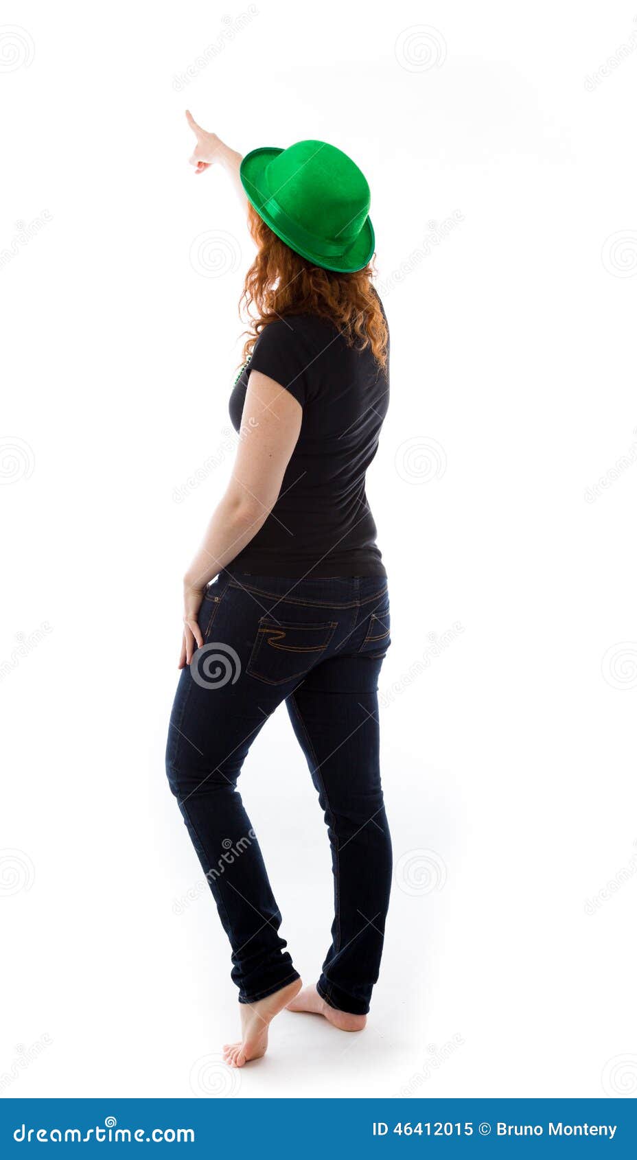 Model Isolated on Plain Background Back Pointing Stock Image - Image of ...