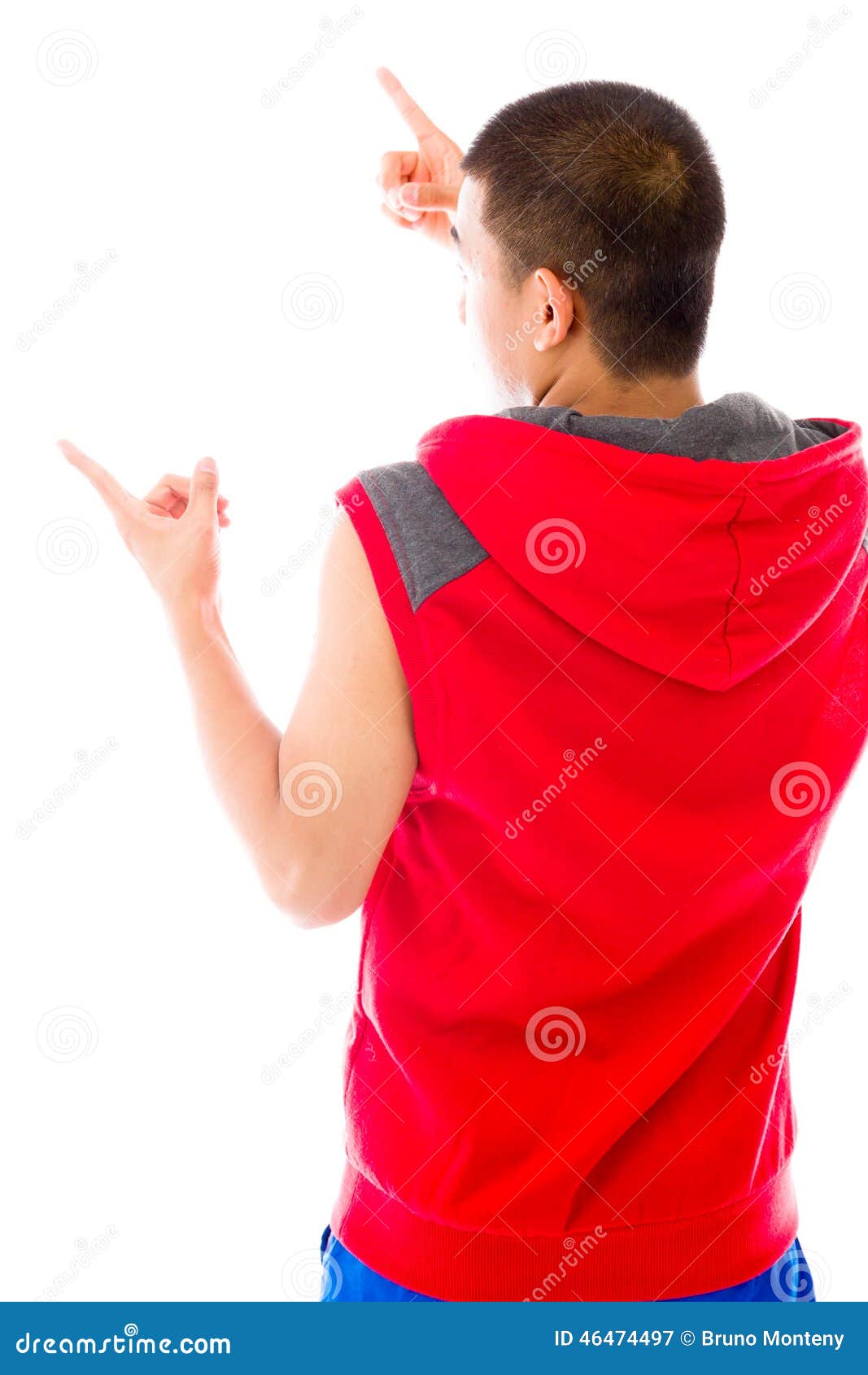 Model Isolated on Plain Background Back Pointing Stock Image - Image of ...