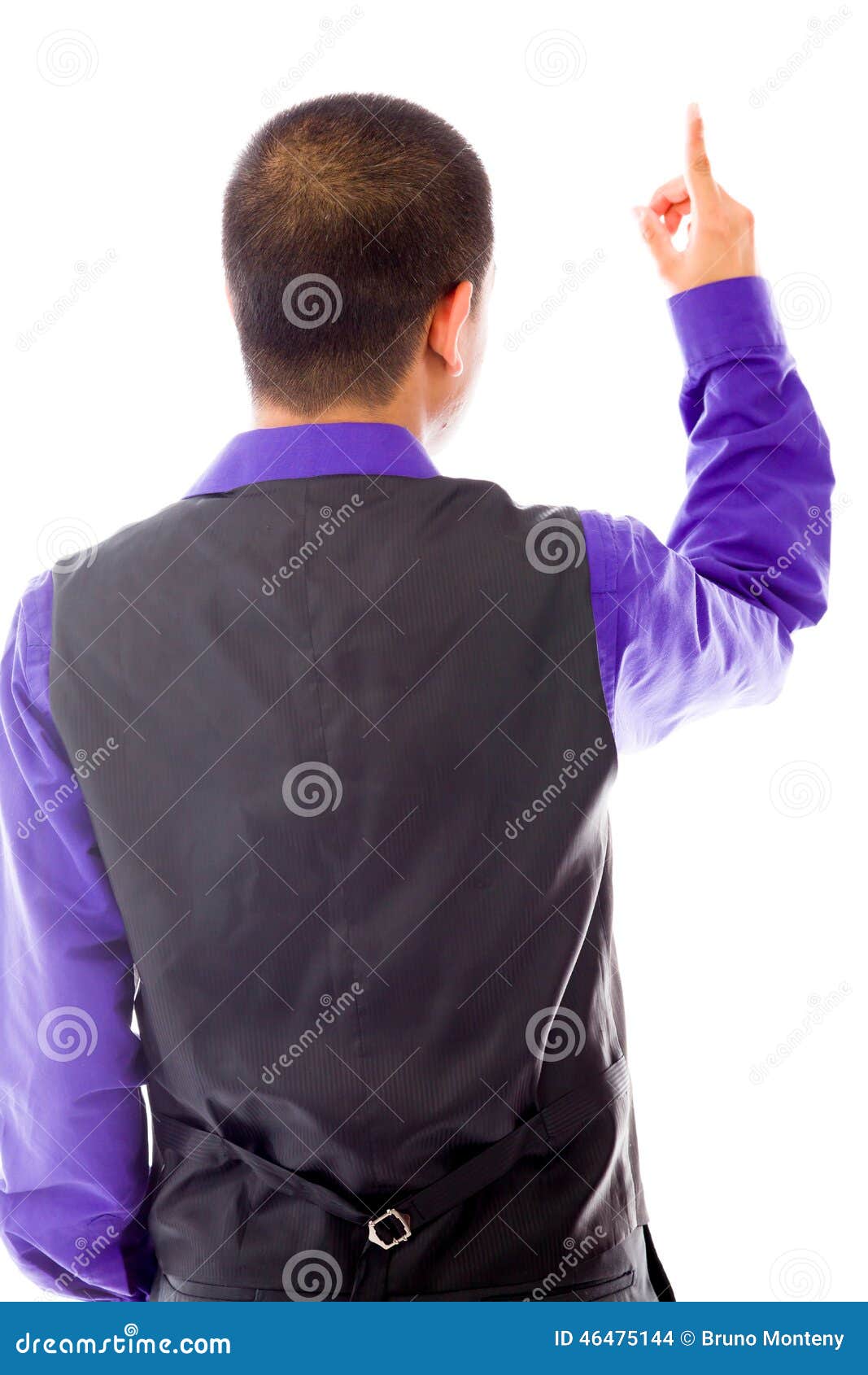 Model Isolated on Plain Background Back Pointing Stock Photo - Image of ...