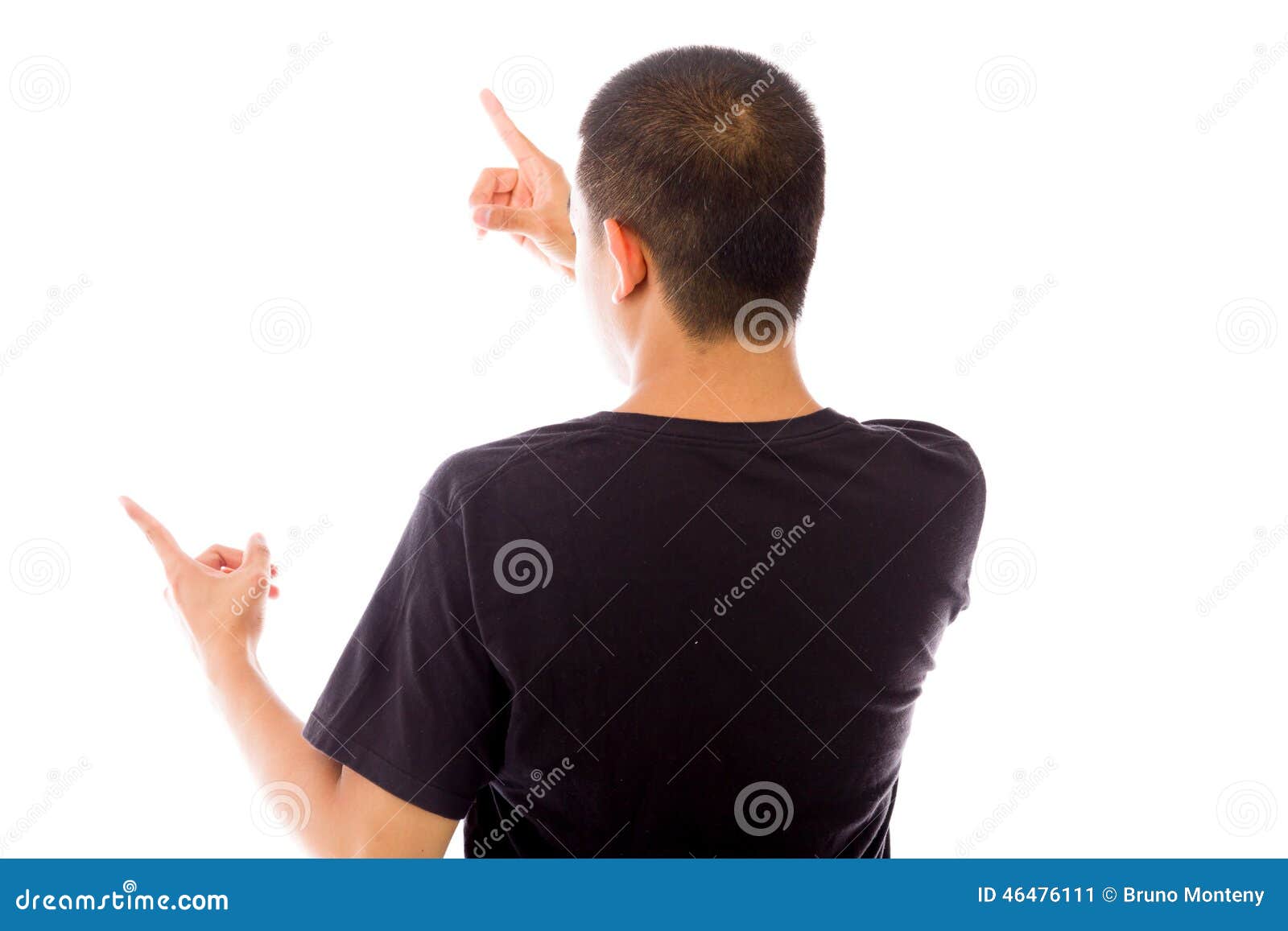 Model Isolated on Plain Background Back Pointing Stock Image - Image of ...