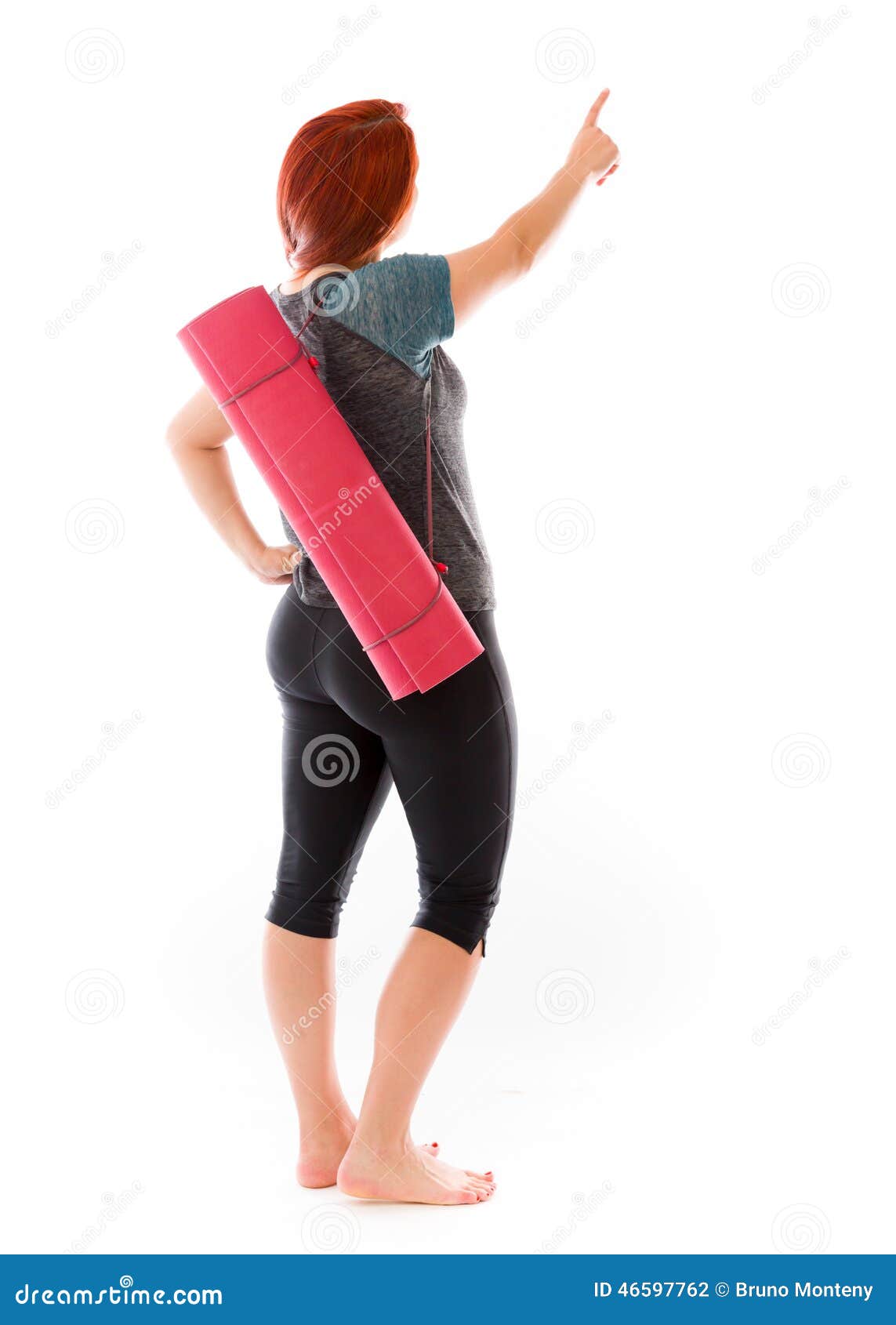 Model Isolated on Plain Background Back Pointing Stock Photo - Image of ...