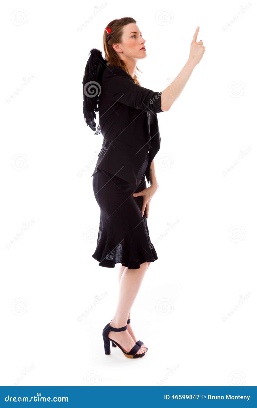 Model Isolated on Plain Background Back Pointing Stock Image - Image of ...