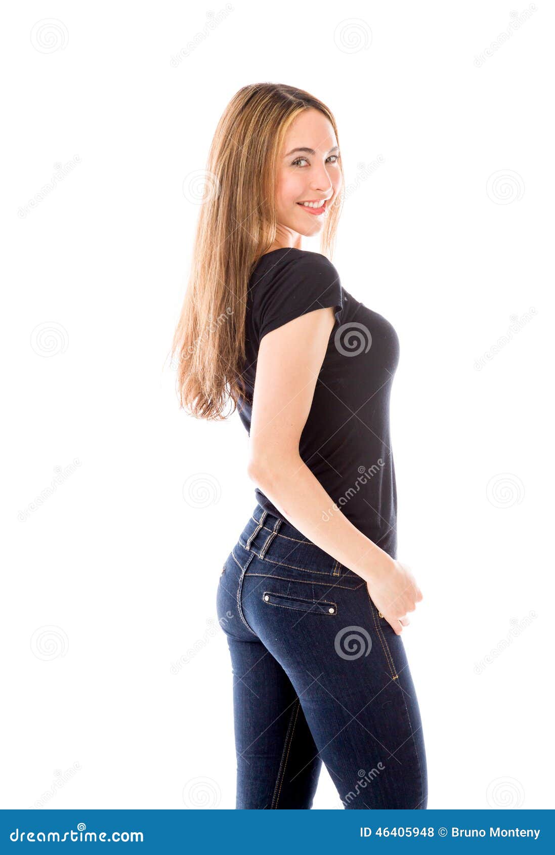 Model Isolated on Plain Background Back Turning Stock Photo - Image of ...