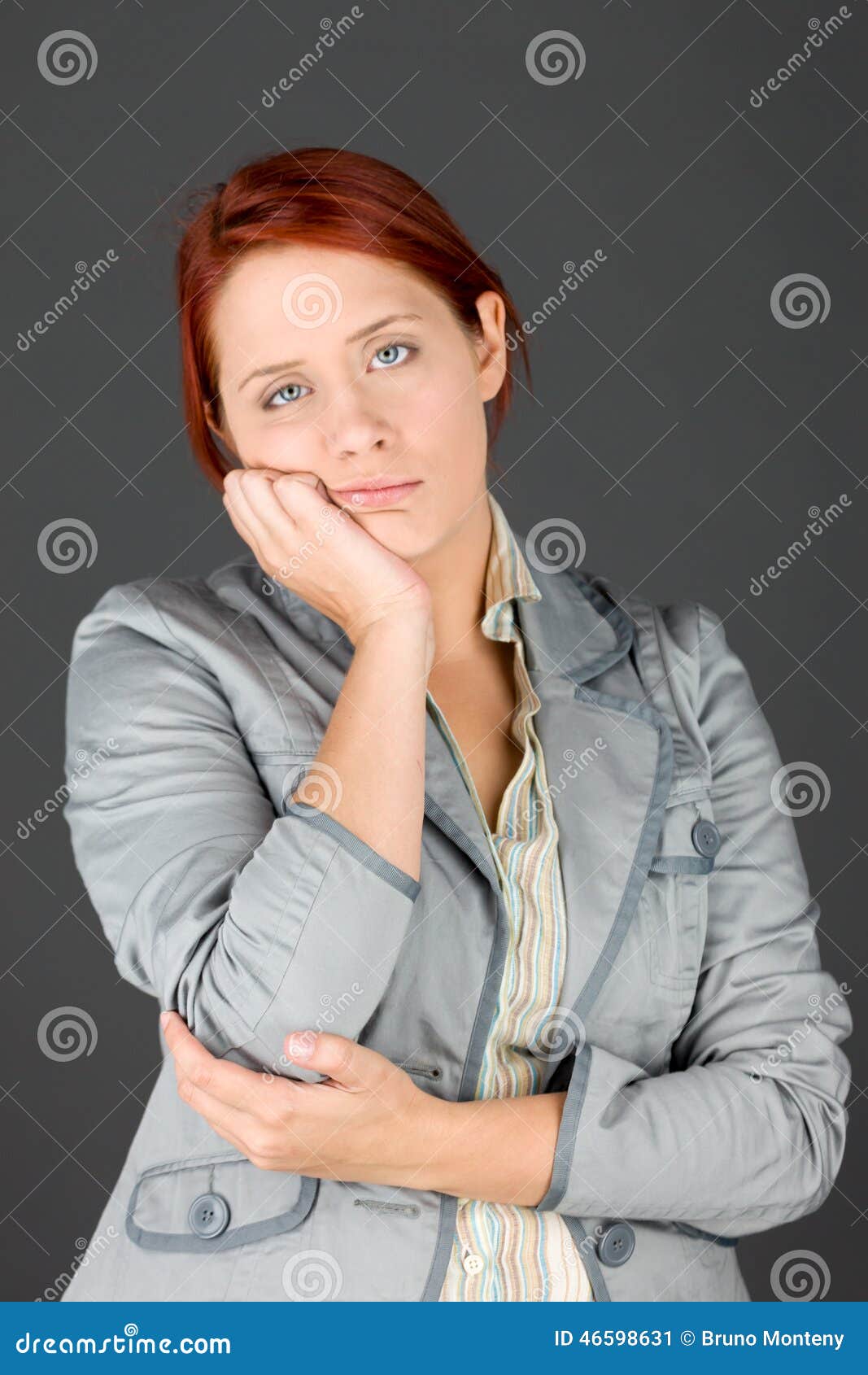 Model Isolated on Plain Background Bored Upset Stock Image - Image of ...