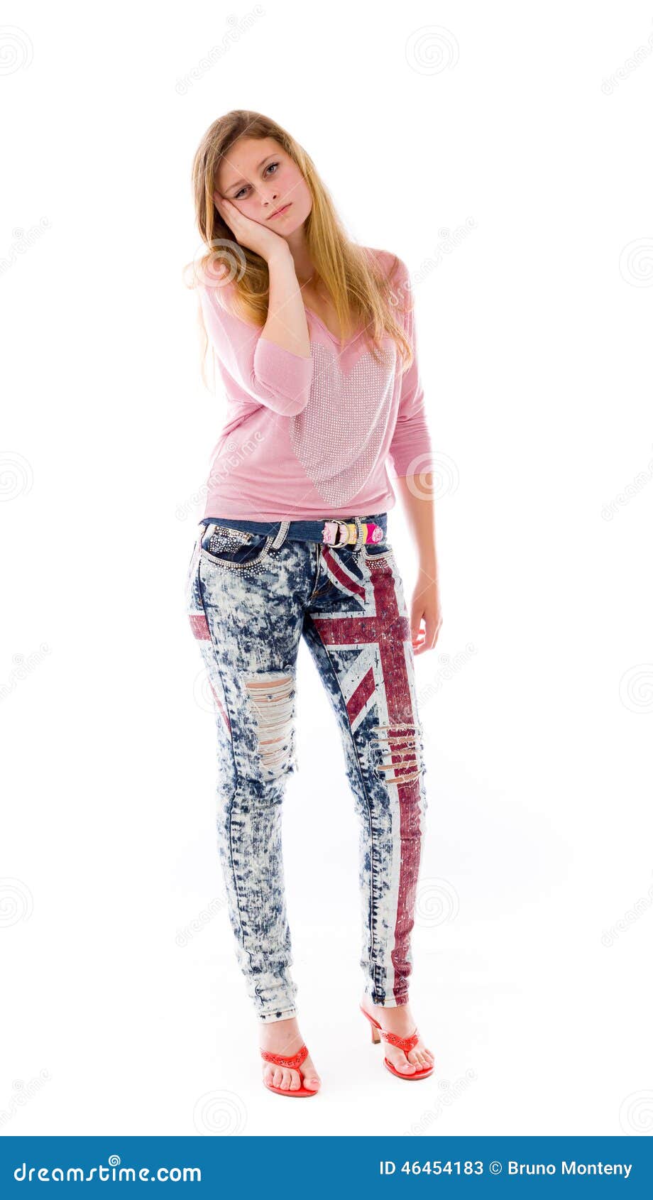 Model Isolated on Plain Background Bored Upset Stock Image - Image of ...