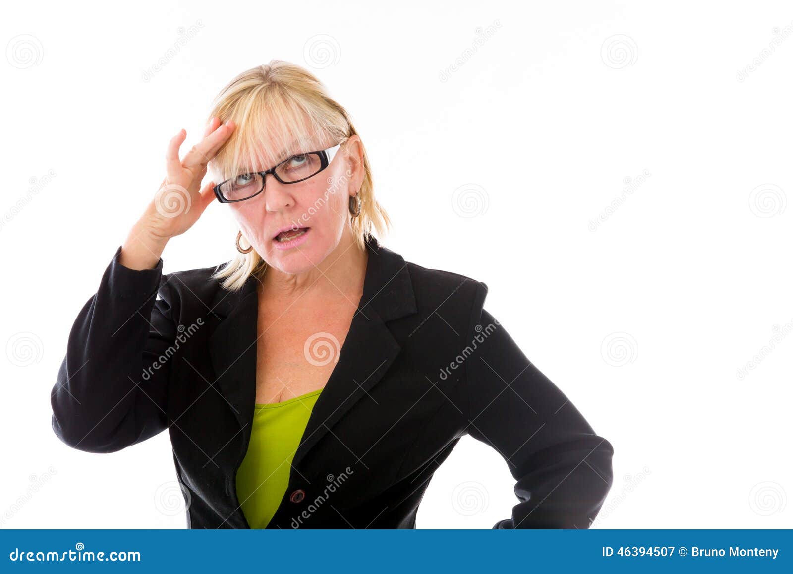 Model Isolated on Plain Background Confused Stock Image - Image of ...