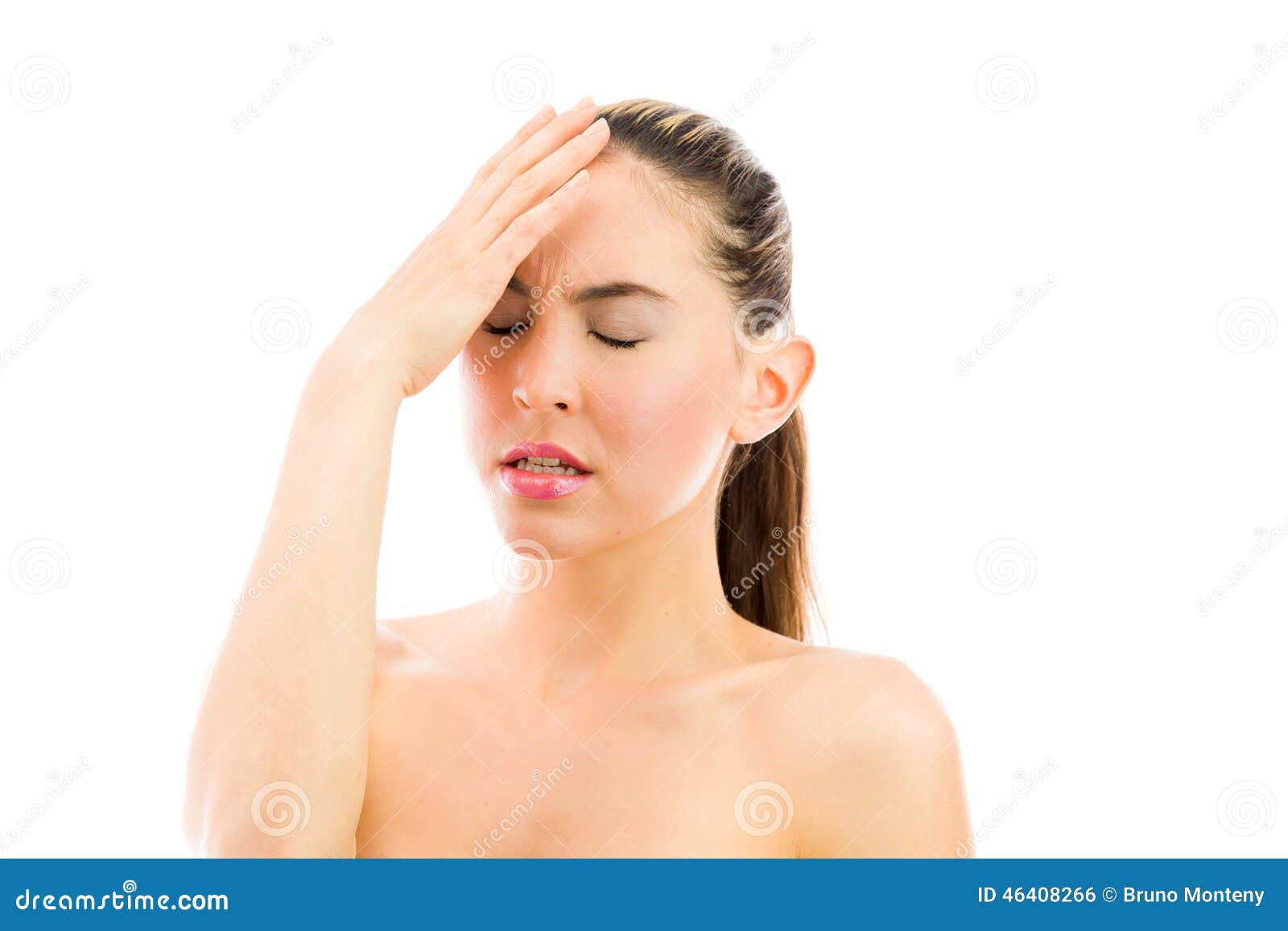 Model Isolated on Plain Background Confused Stock Photo - Image of ...