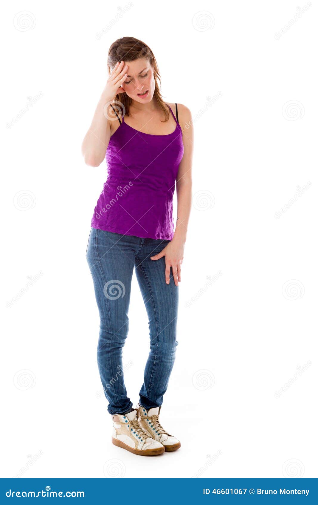 Model Isolated on Plain Background Confused Stock Image - Image of ...