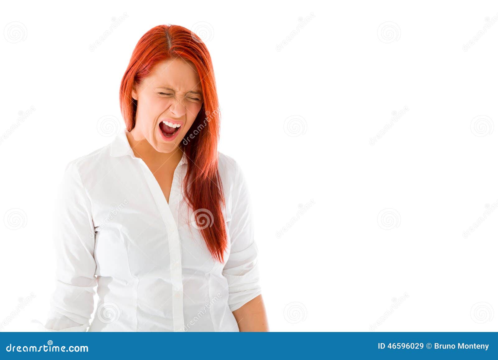Model Isolated on Plain Background Furious Stock Image - Image of adult ...