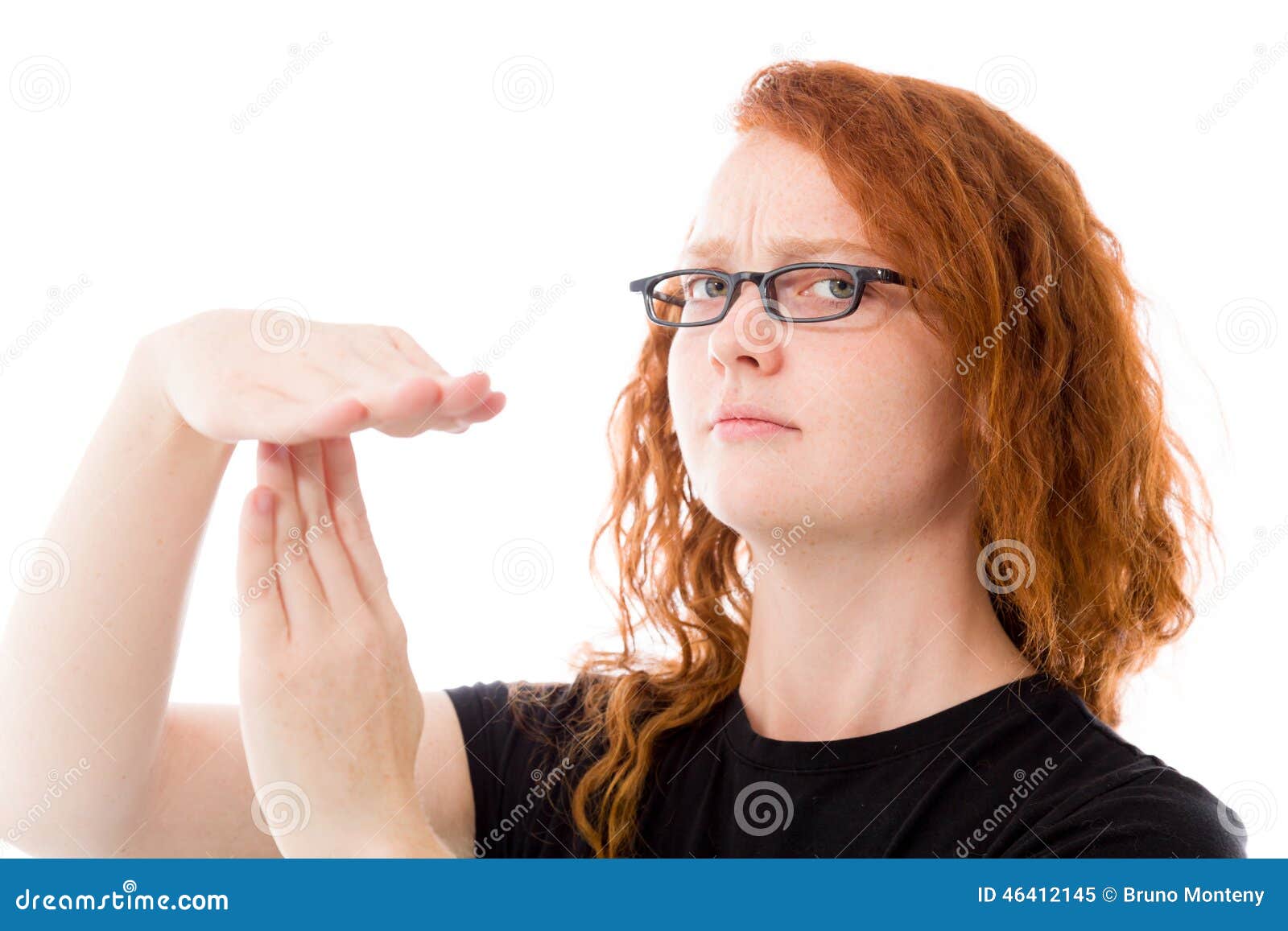 Model Isolated on Plain Background Hand Gesture Stock Image - Image of ...