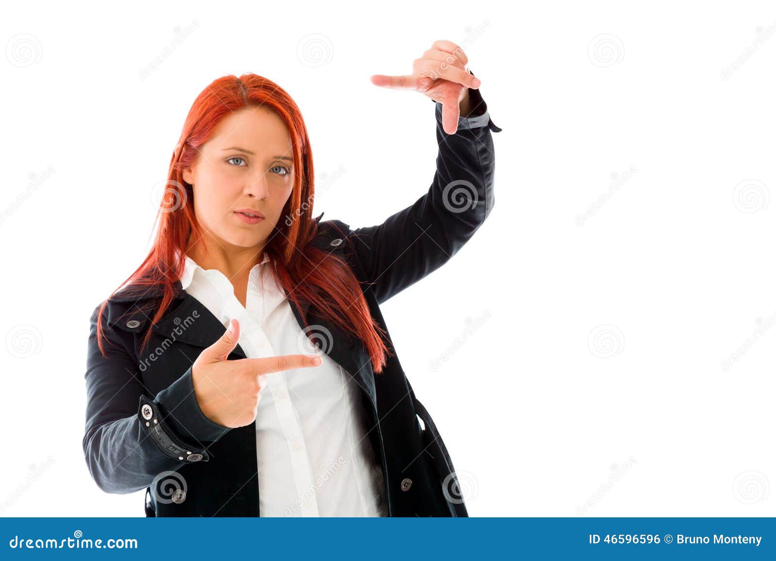 Model Isolated on Plain Background Hand Gesture Stock Photo - Image of ...