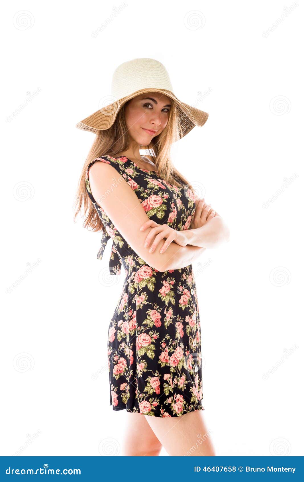 Model Isolated on Plain Background Happy Smiling Stock Photo - Image of ...