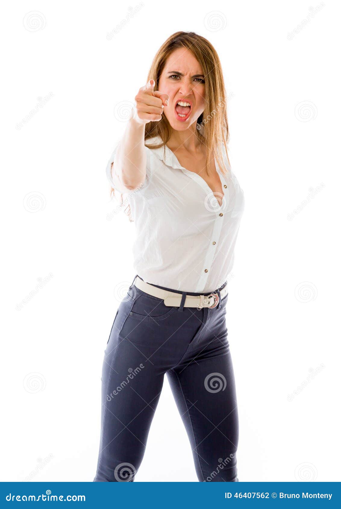 Model Isolated on Plain Background Nagging Stock Photo - Image of ...