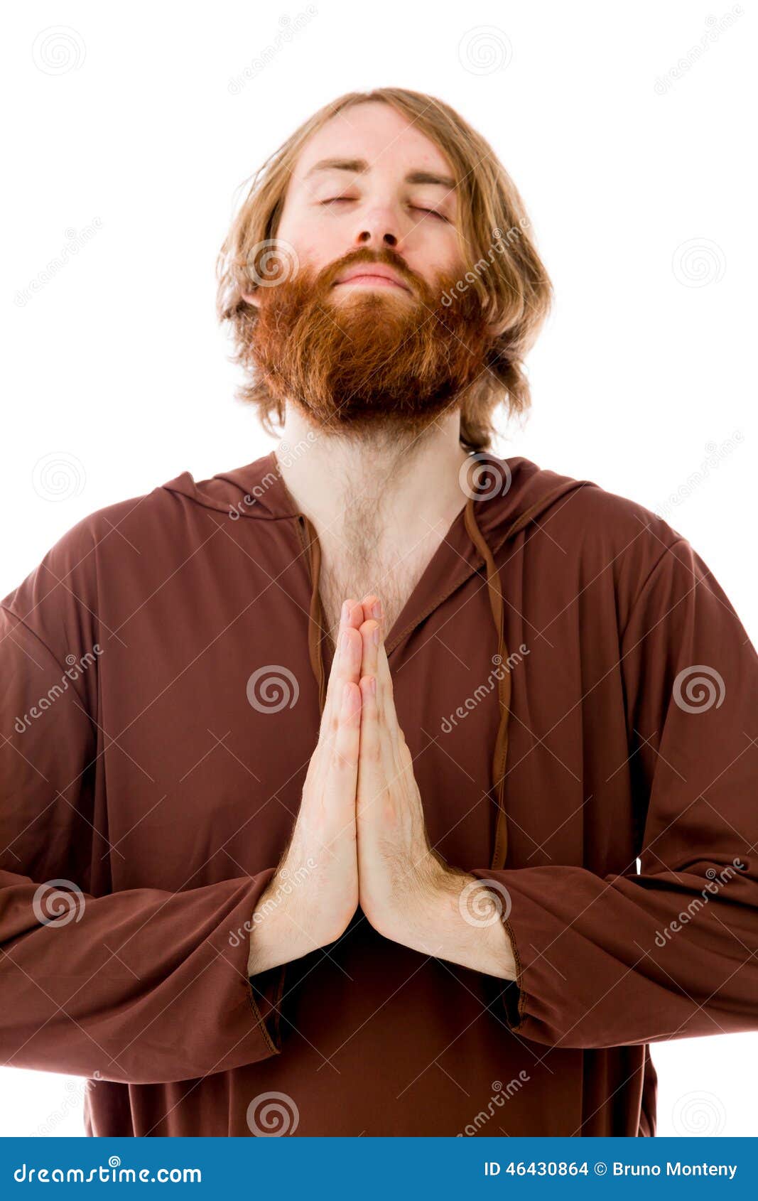 Model Isolated on Plain Background Praying Wishing Stock Photo - Image ...