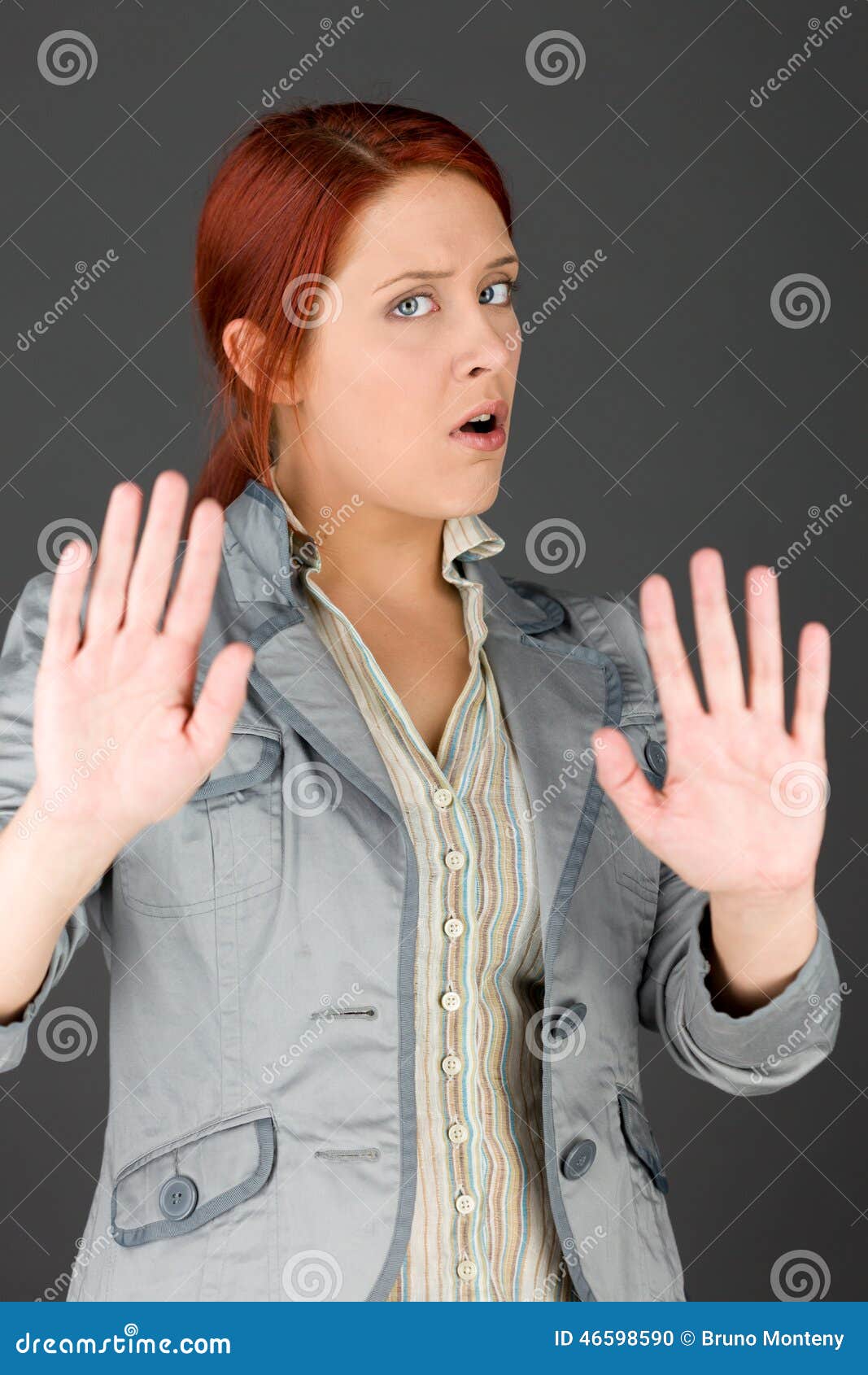 Model Isolated on Plain Background Stop Sign with Stock Photo - Image ...