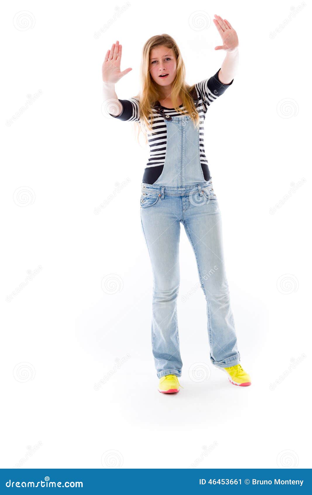 Model Isolated on Plain Background Stop Sign with Stock Image - Image ...