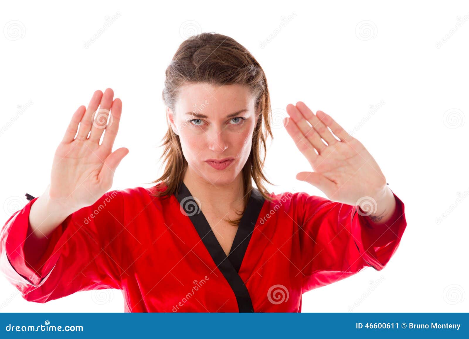 Model Isolated on Plain Background Stop Sign with Stock Image - Image ...