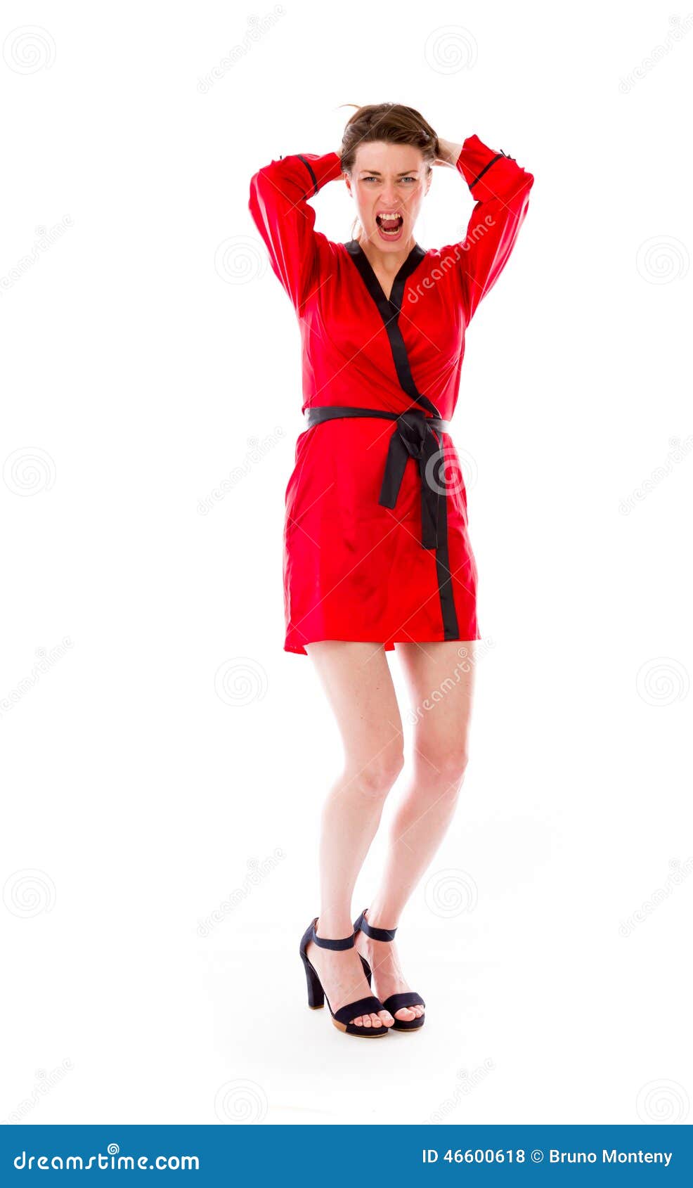 Model Isolated on Plain Background Stressed Upset Stock Photo - Image ...