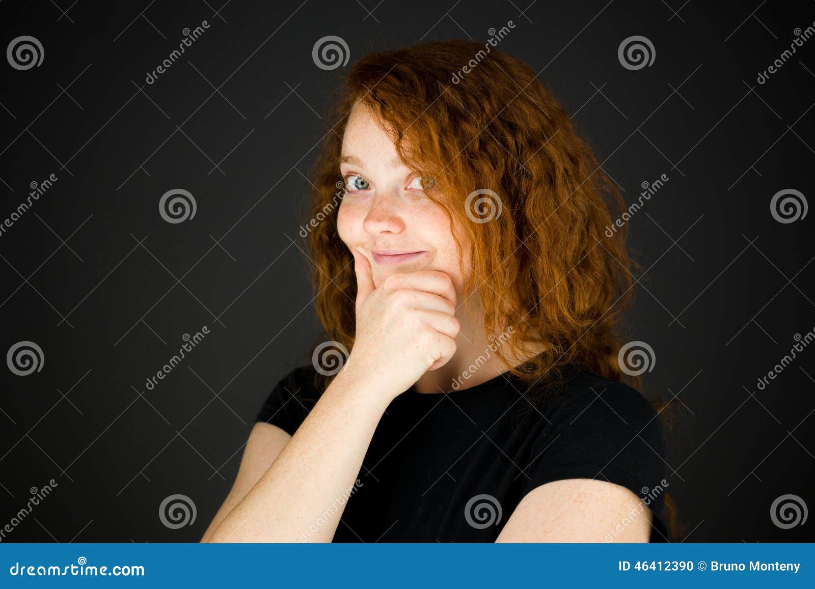 Model Isolated on Plain Background Thinking Stock Photo - Image of ...