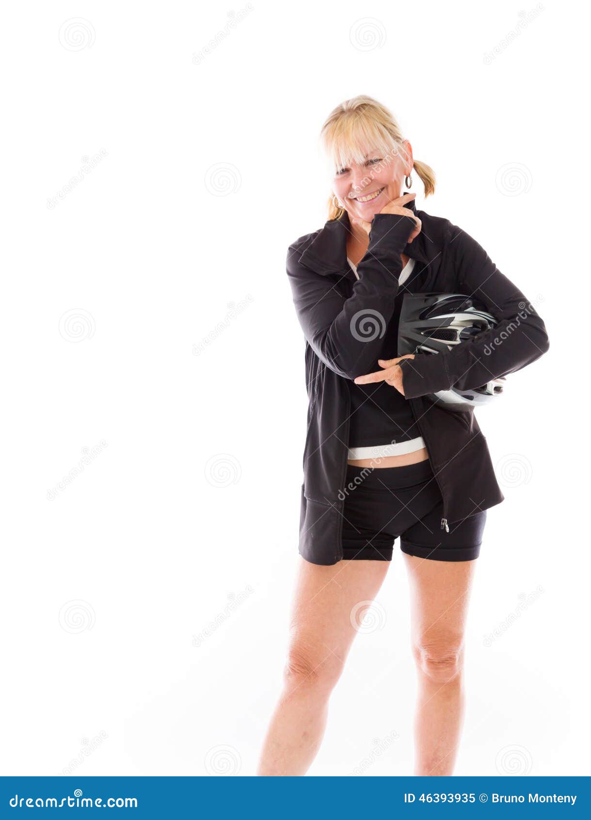 Model Isolated on Plain Background Thinking Stock Image - Image of ...