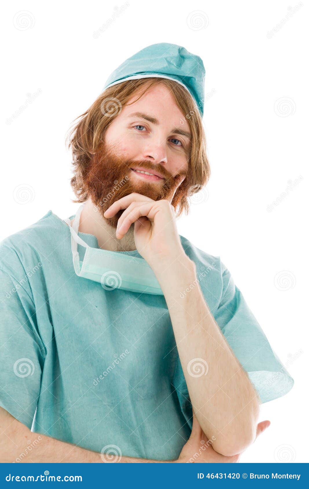 Model Isolated on Plain Background Thinking Stock Photo - Image of ...