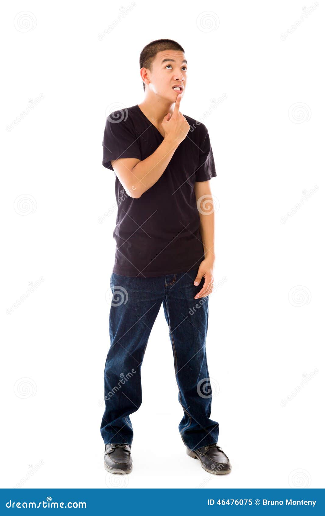 Model Isolated on Plain Background Thinking Stock Image - Image of ...