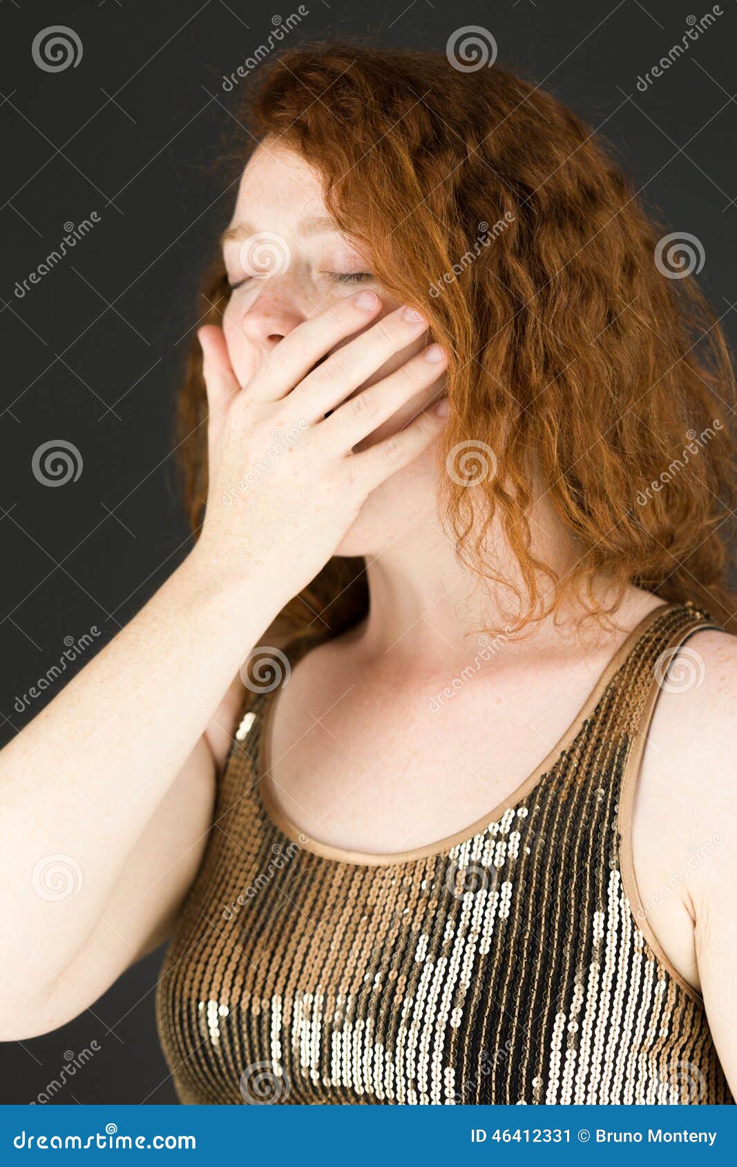 Model Isolated on Plain Background Tired Bored Stock Image - Image of ...