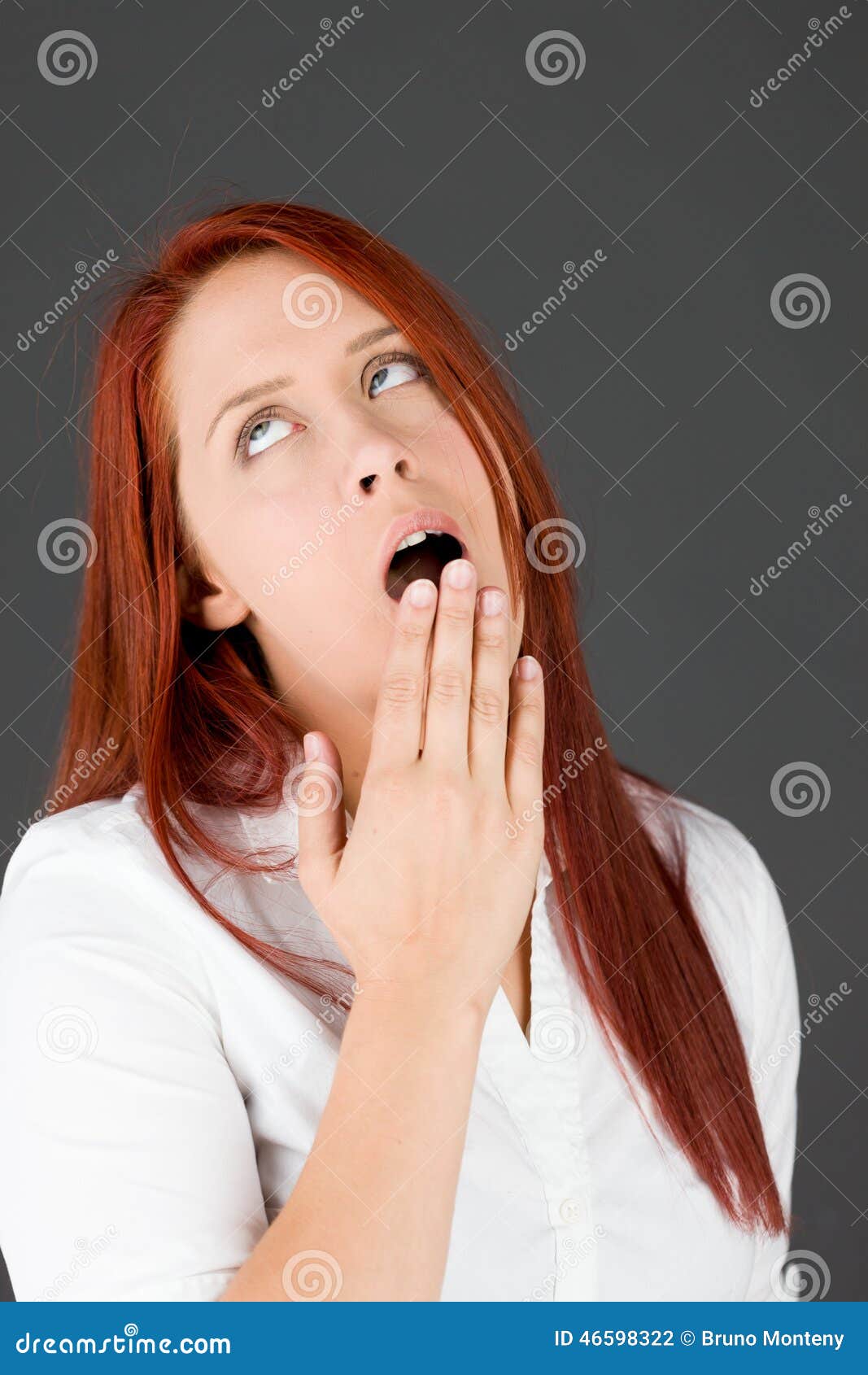 Model Isolated on Plain Background Tired Bored Stock Photo - Image of ...