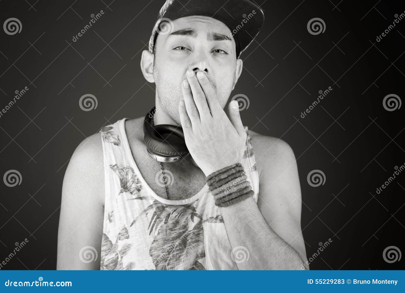 Model Isolated on Plain Background Tired Bored Stock Image - Image of ...