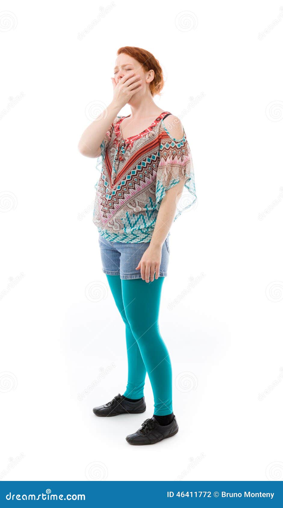 Model Isolated on Plain Background Tired Bored Stock Photo - Image of ...