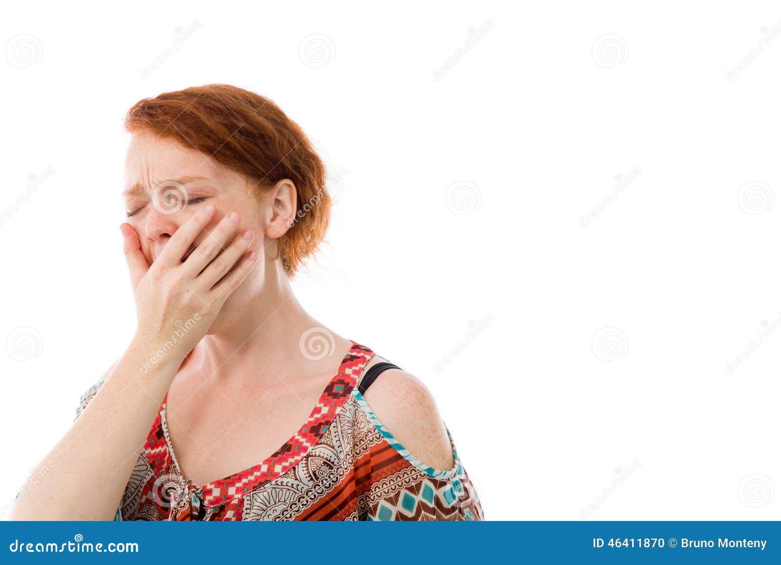 Model Isolated on Plain Background Tired Bored Stock Photo - Image of ...