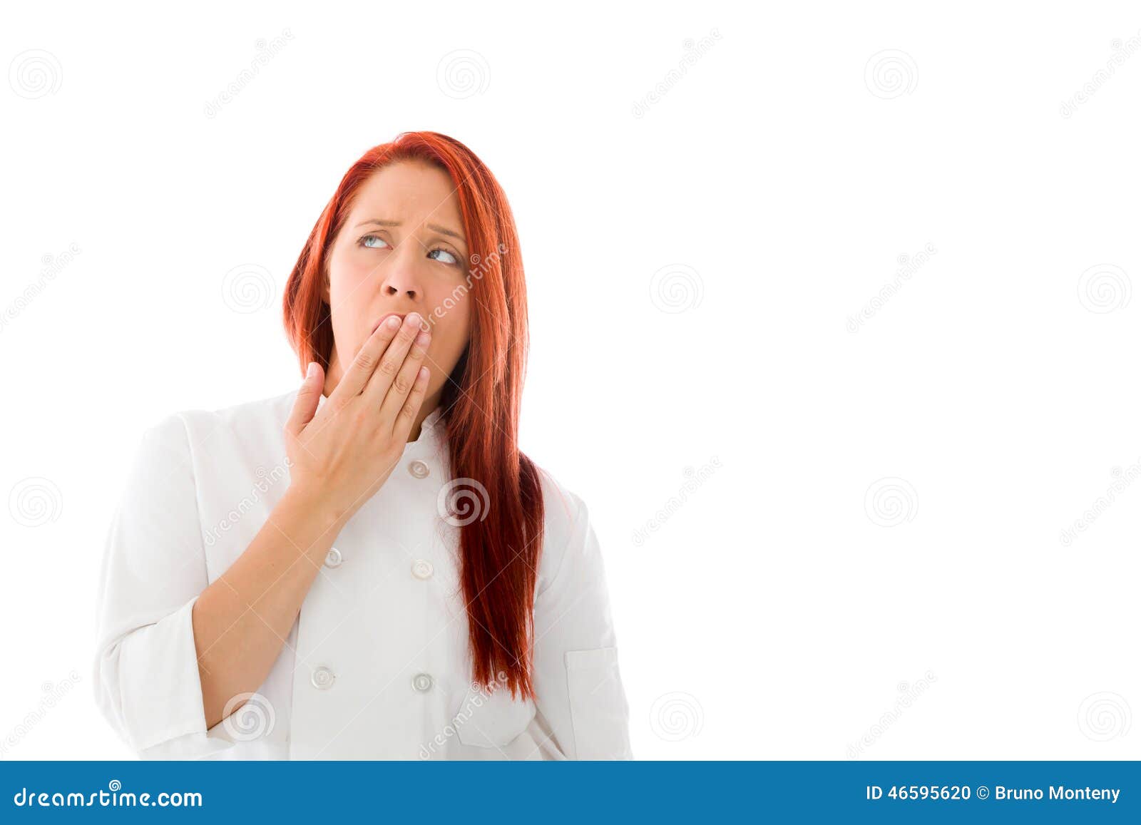 Model Isolated on Plain Background Tired Bored Stock Photo - Image of ...