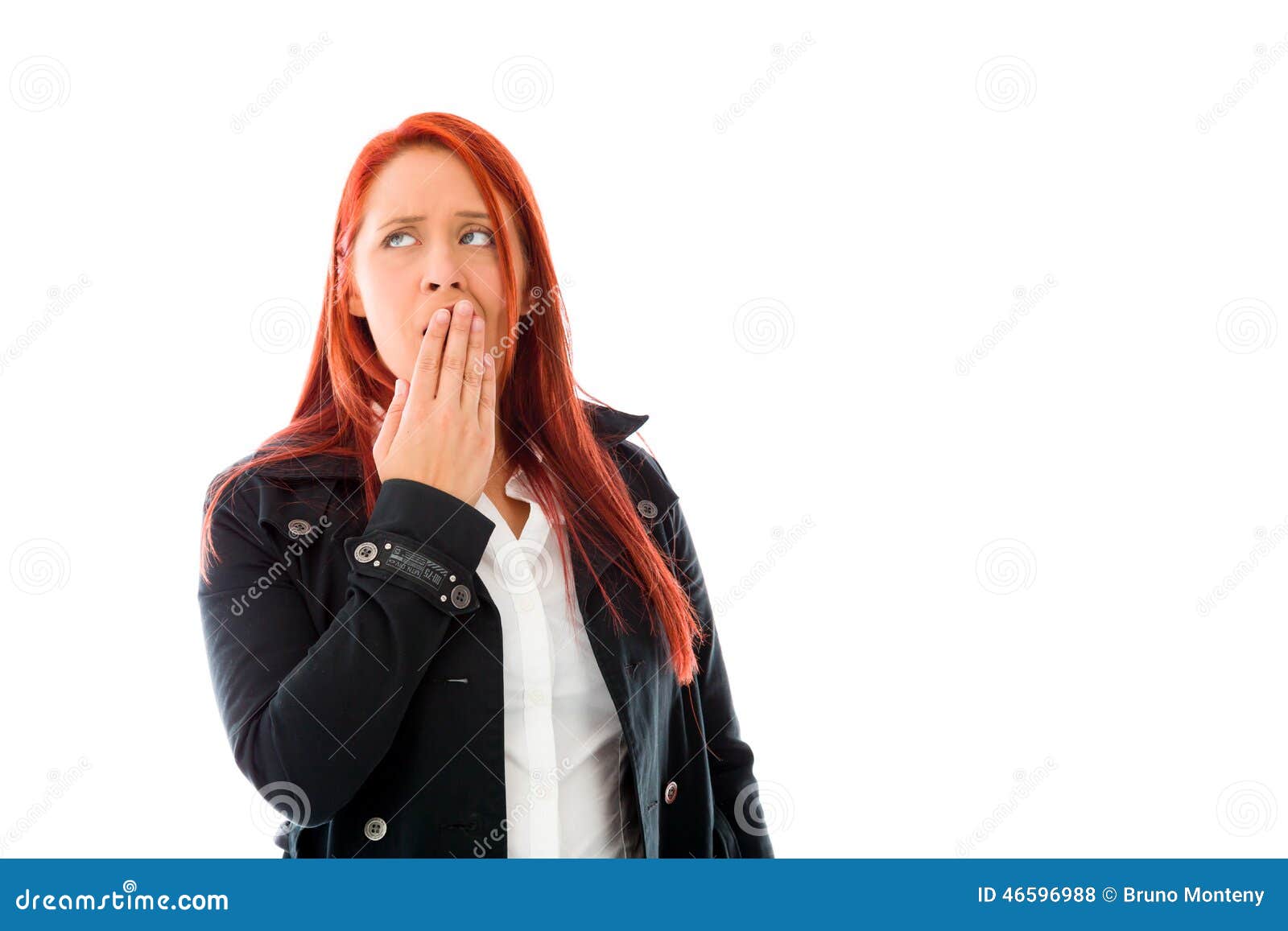 Model Isolated on Plain Background Tired Bored Stock Photo - Image of ...