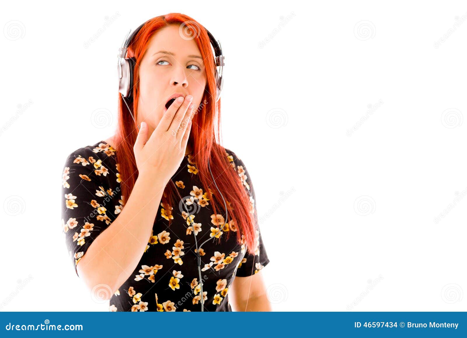 Model Isolated on Plain Background Tired Bored Stock Photo - Image of ...