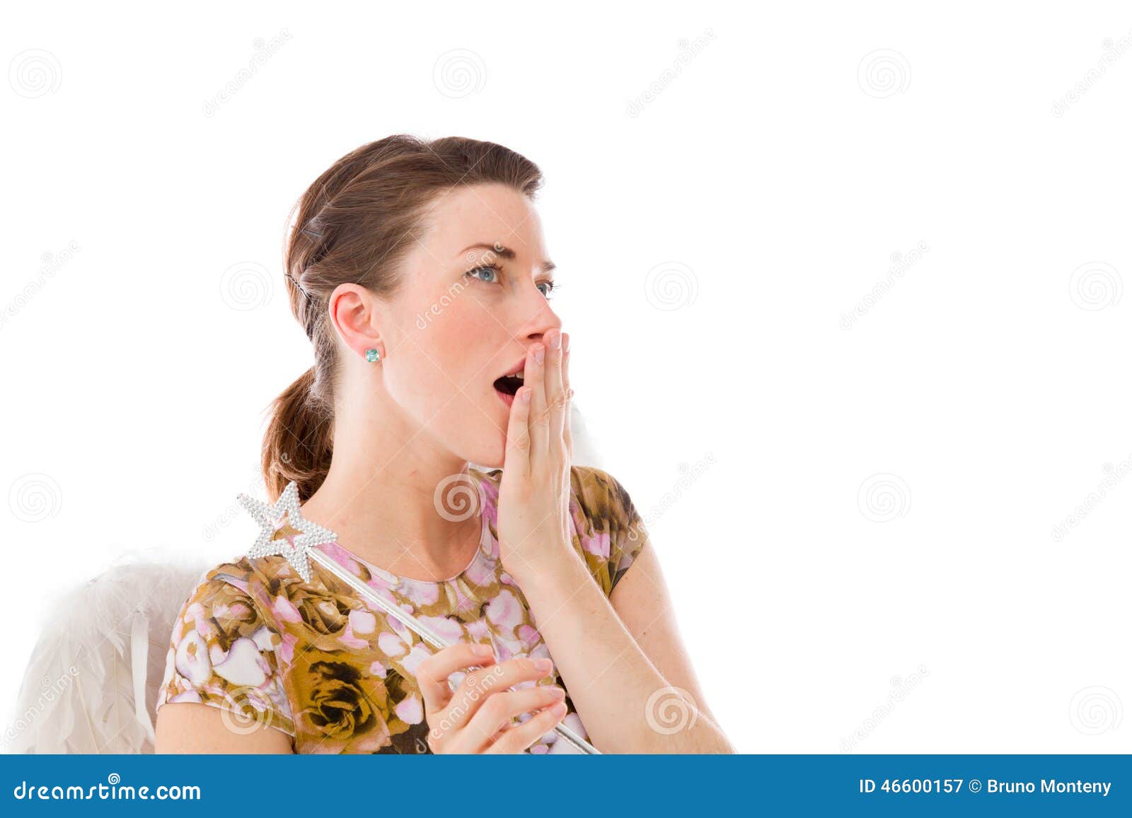 Model Isolated on Plain Background Tired Bored Stock Image - Image of ...