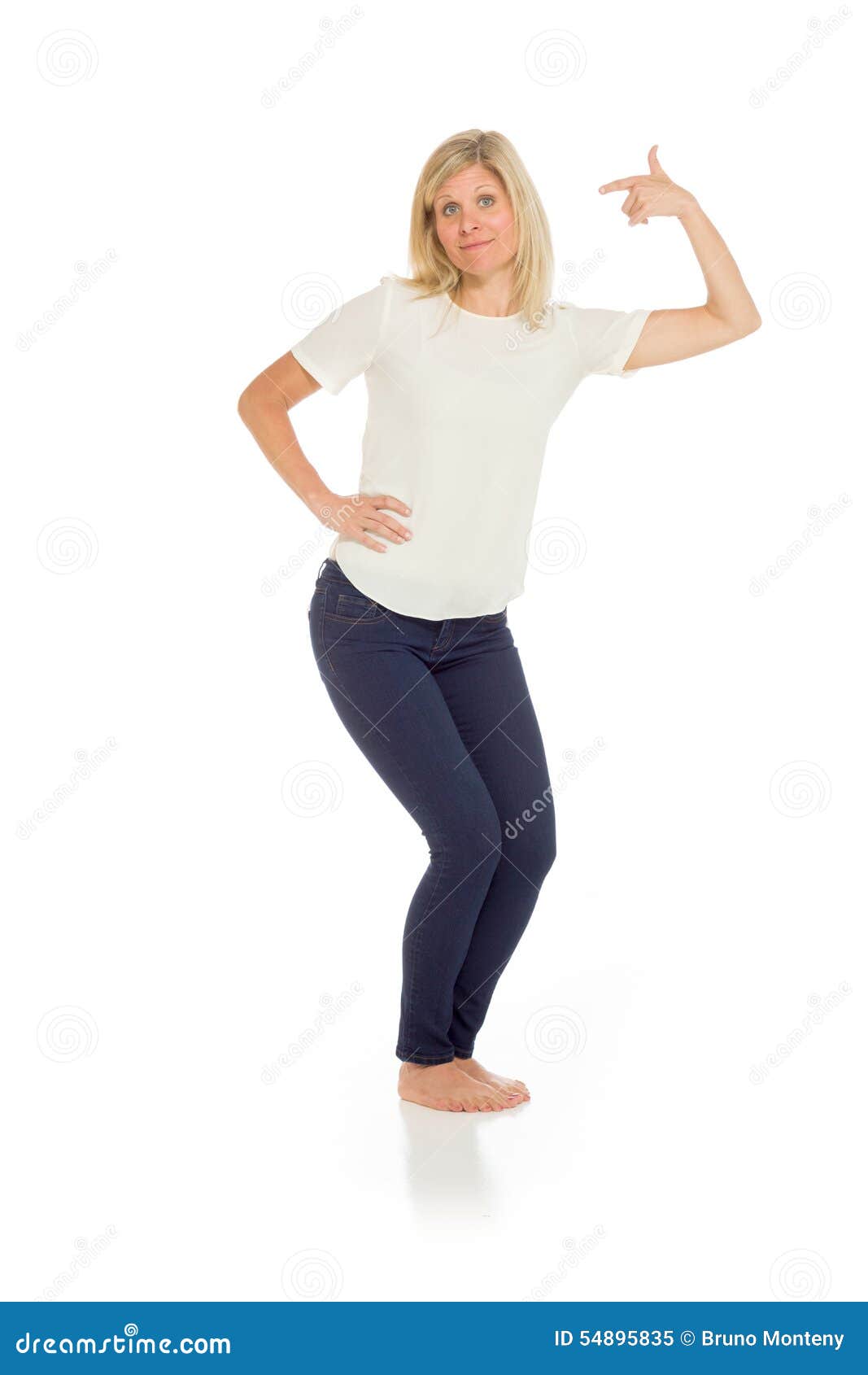 Model Isolated Pointing To Herself Stock Image - Image of people ...