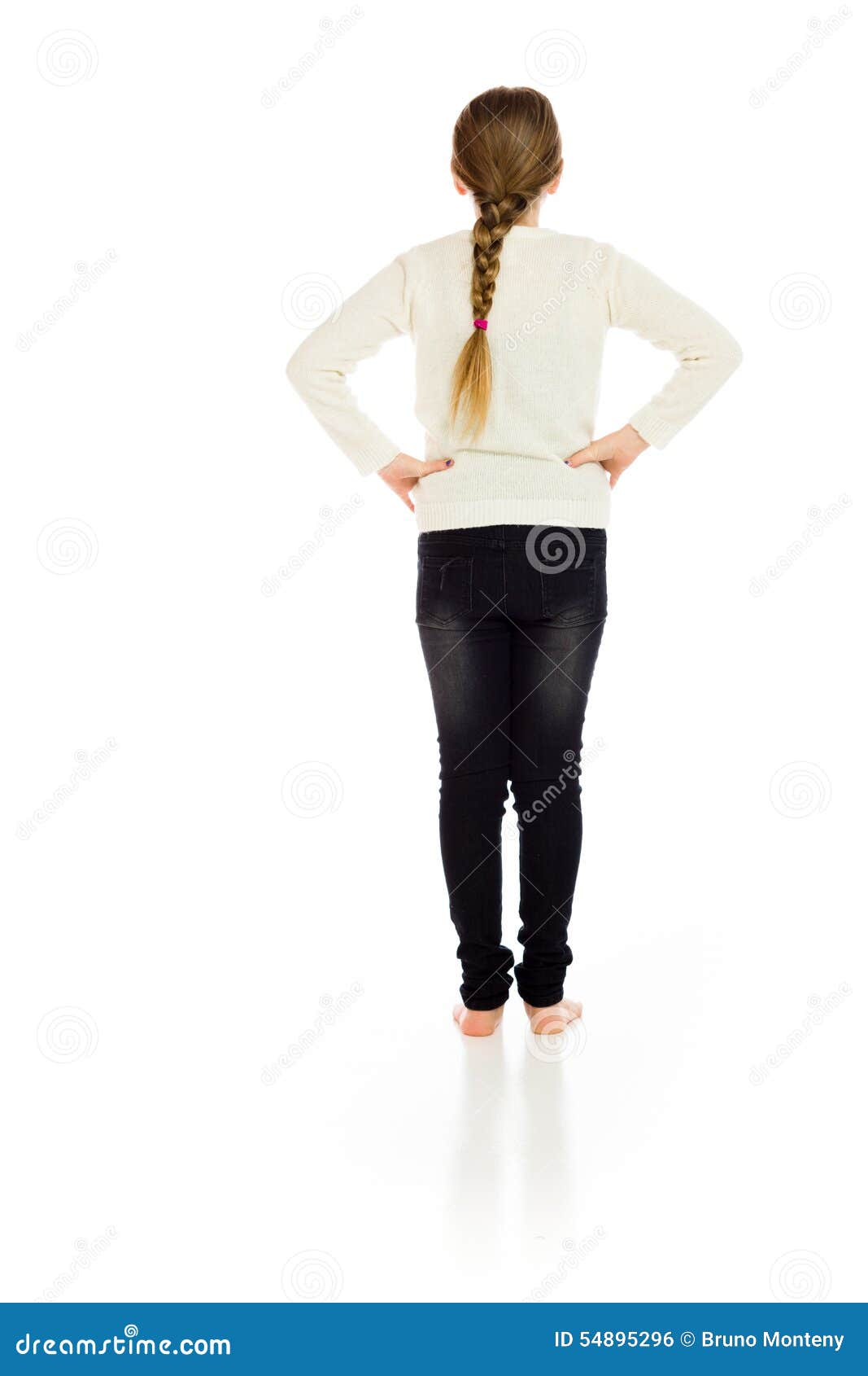 Model Isolated Showing Her Back Stock Photo - Image of looking, jeans ...
