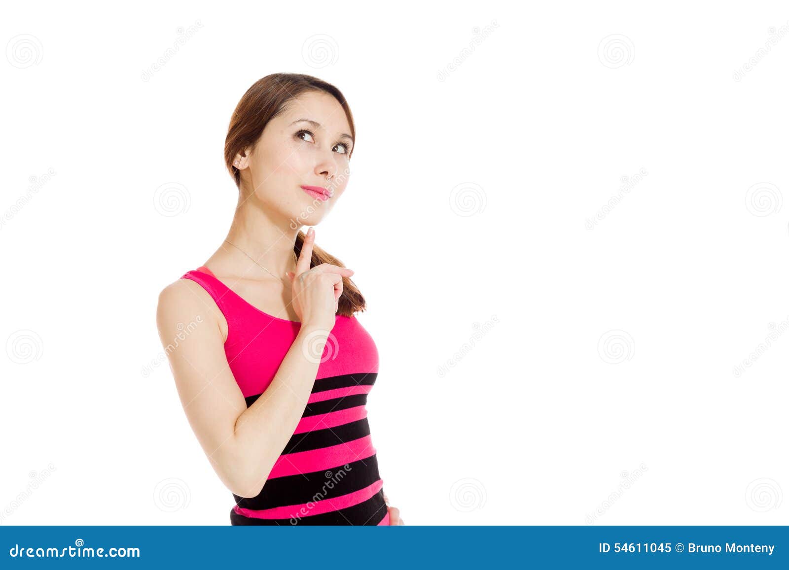 Model Isolated Thinking Looking Up Stock Image - Image of cute, problem ...