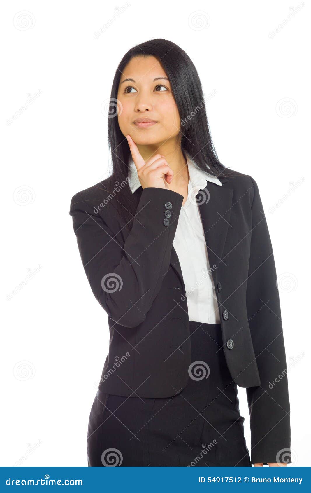 Model Isolated Thinking Looking Up Stock Photo - Image of person ...