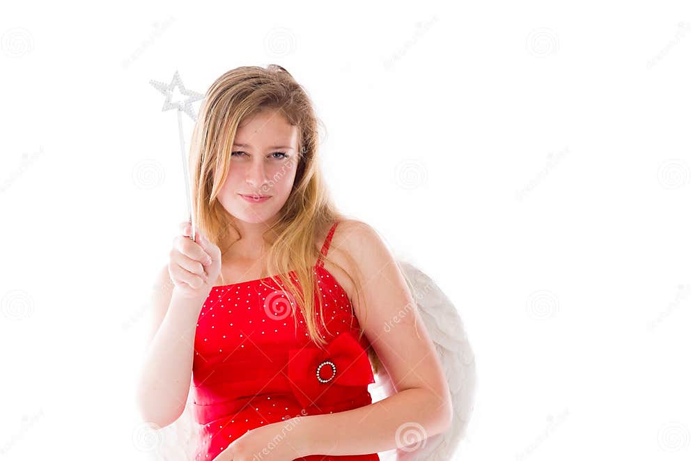 Model Isolated on White Fairy Casting Spell Stock Photo - Image of ...