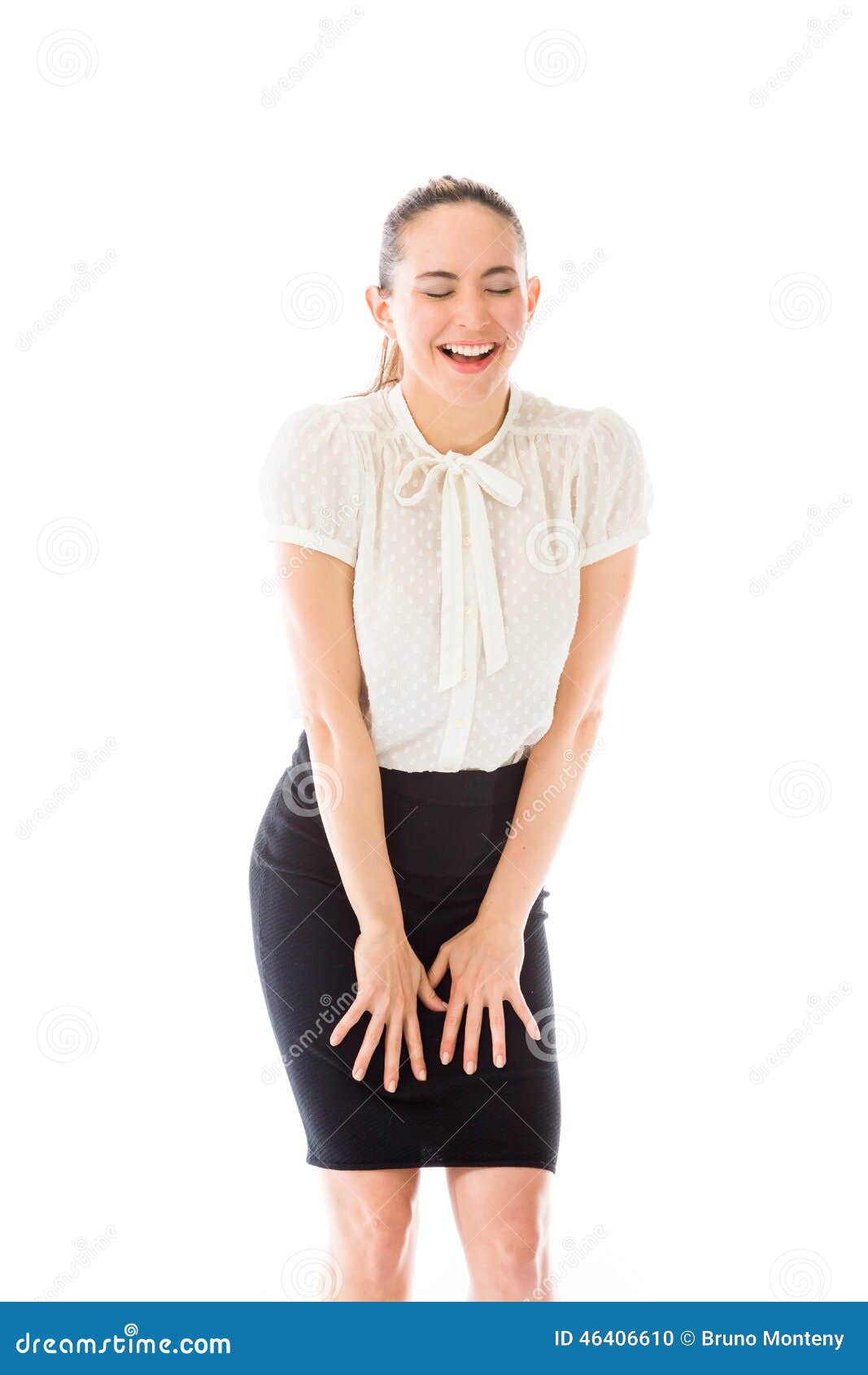Model Isolated on White Funny Laughing Stock Photo - Image of business ...