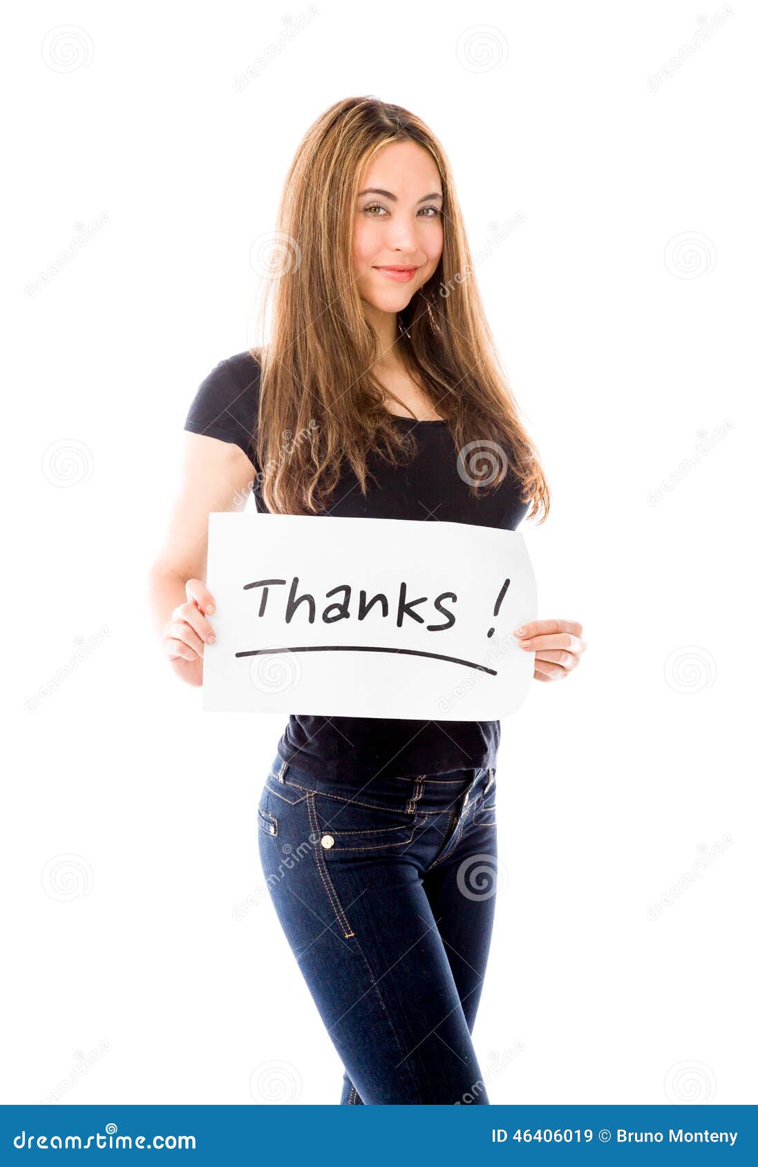 Model Isolated on White Holding a Sign Stock Image - Image of adult ...