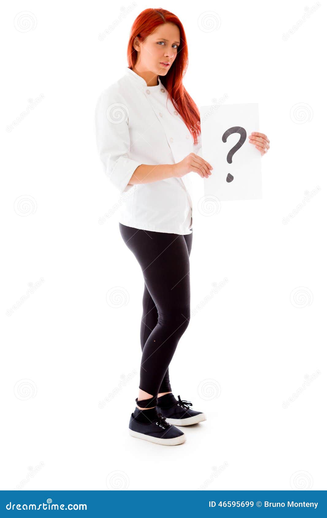 Model Isolated on White Holding a Sign Stock Image - Image of chef ...