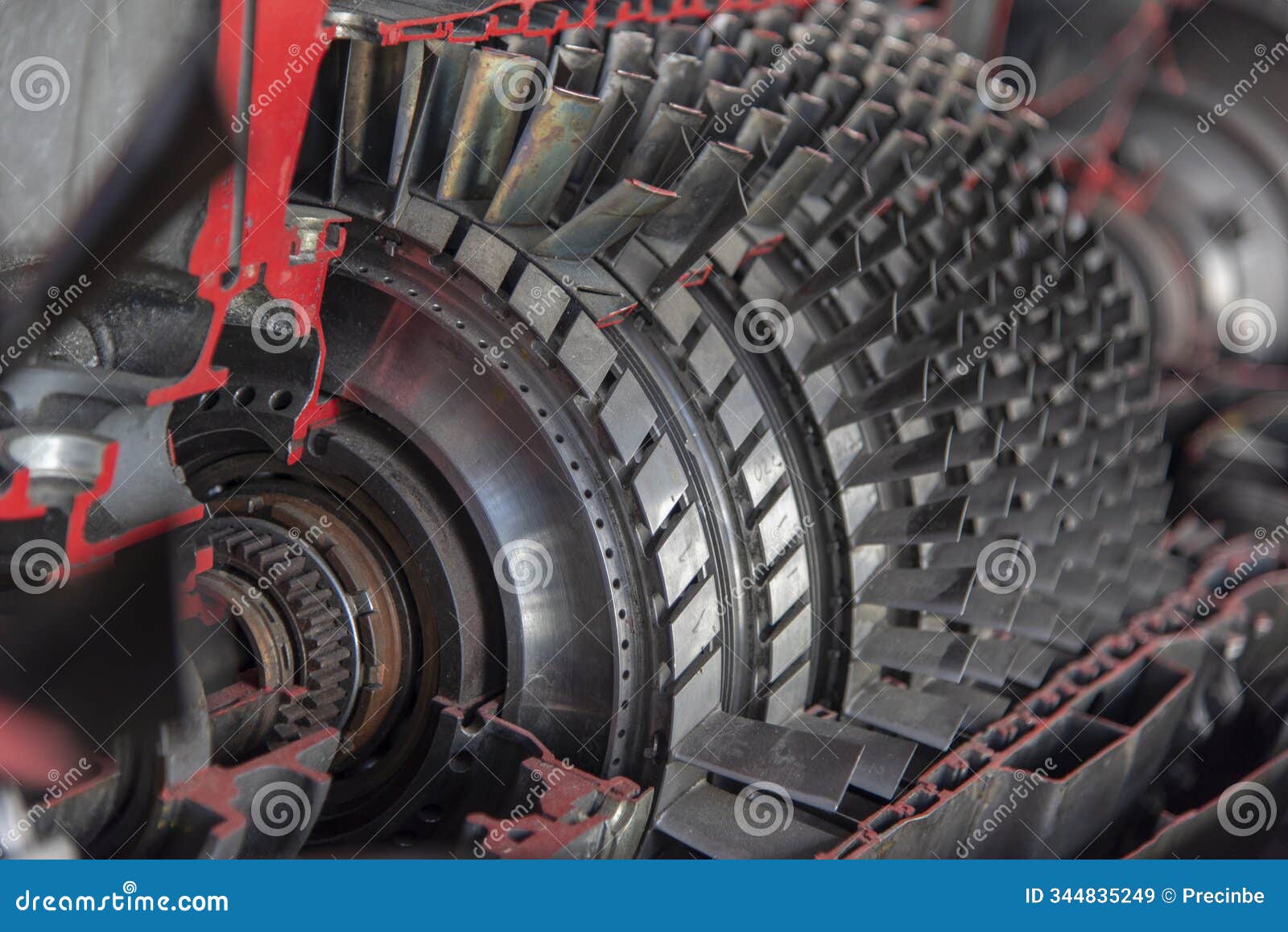 Model of Jet Engine Cutaway Showing Blades and Turbine Stock Image ...