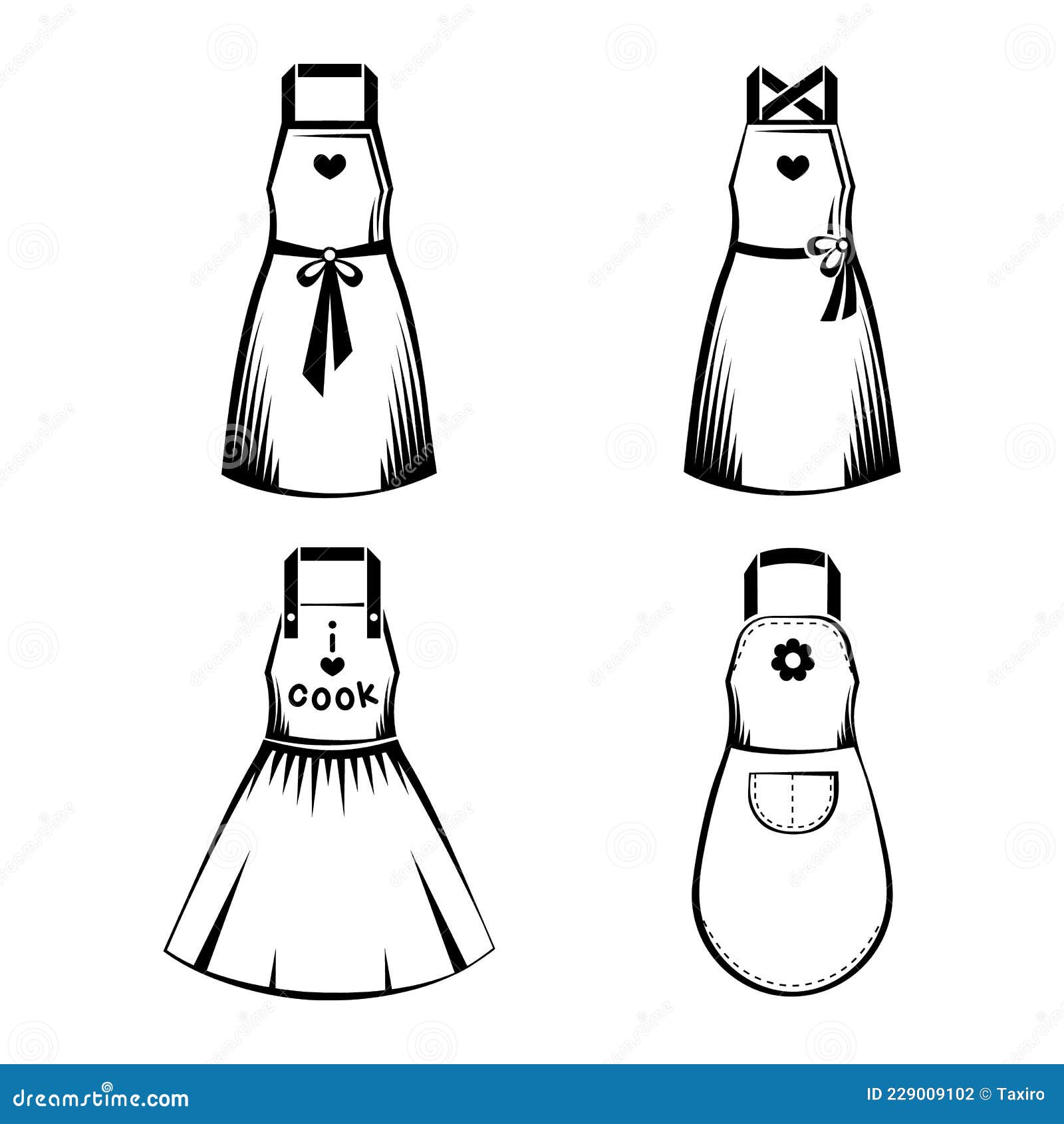 Model of Kitchen Aprons of Different Shape Set Stock Vector ...